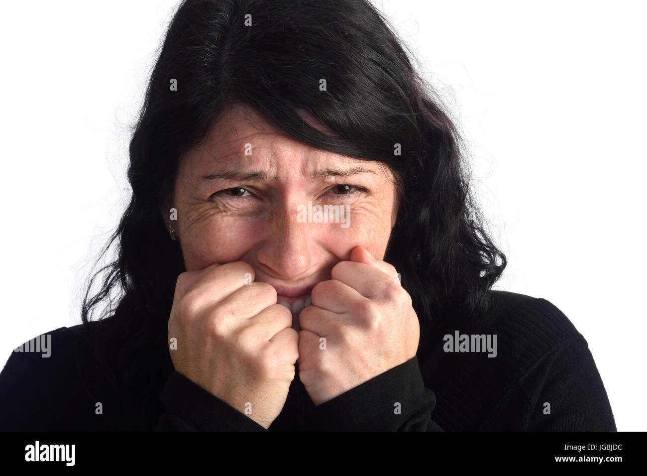 Woman with scary face Stock Photo - Alamy