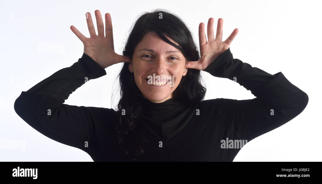 Woman making mockery Stock Photo - Alamy