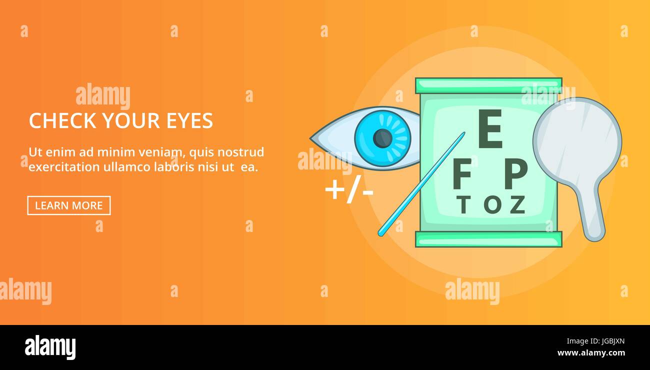 Check your eyes banner horizontal, cartoon style Stock Vector Image ...