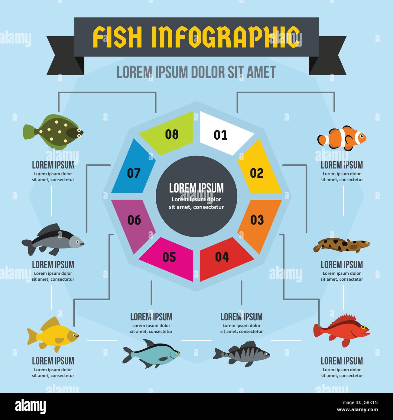 Fish infographic concept, flat style Stock Vector Image & Art - Alamy