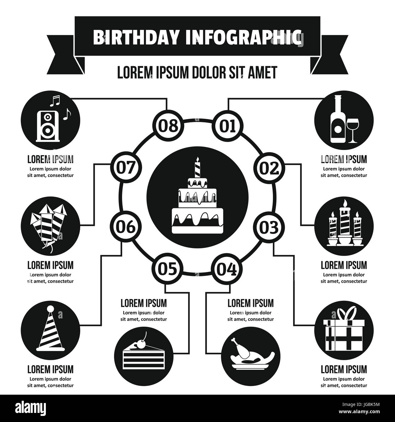 Happy birthday infographic concept, simple style Stock Vector Image ...