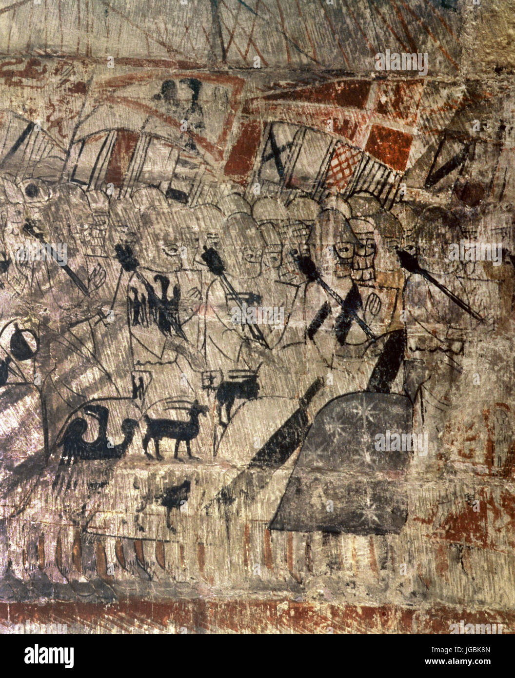 Gothic paintings of Alcaniz Castle, 14th century. Army Castilian ...