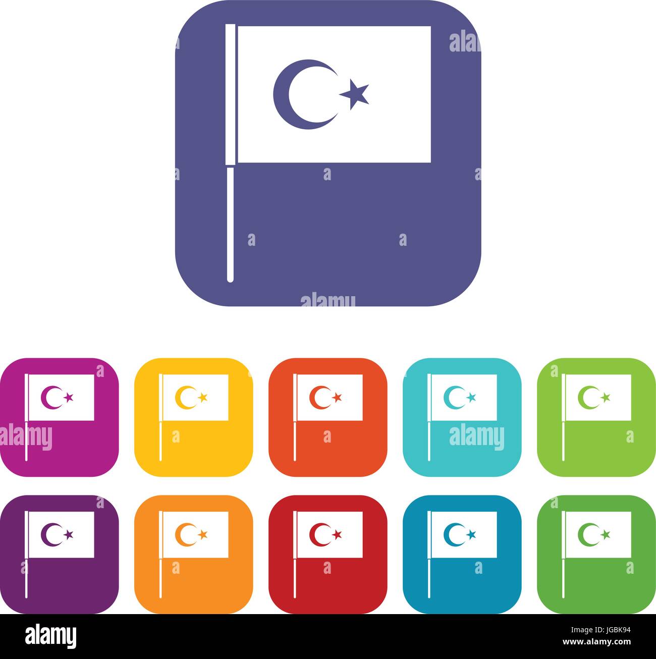 Turkish flag icons set flat Stock Vector Image & Art - Alamy