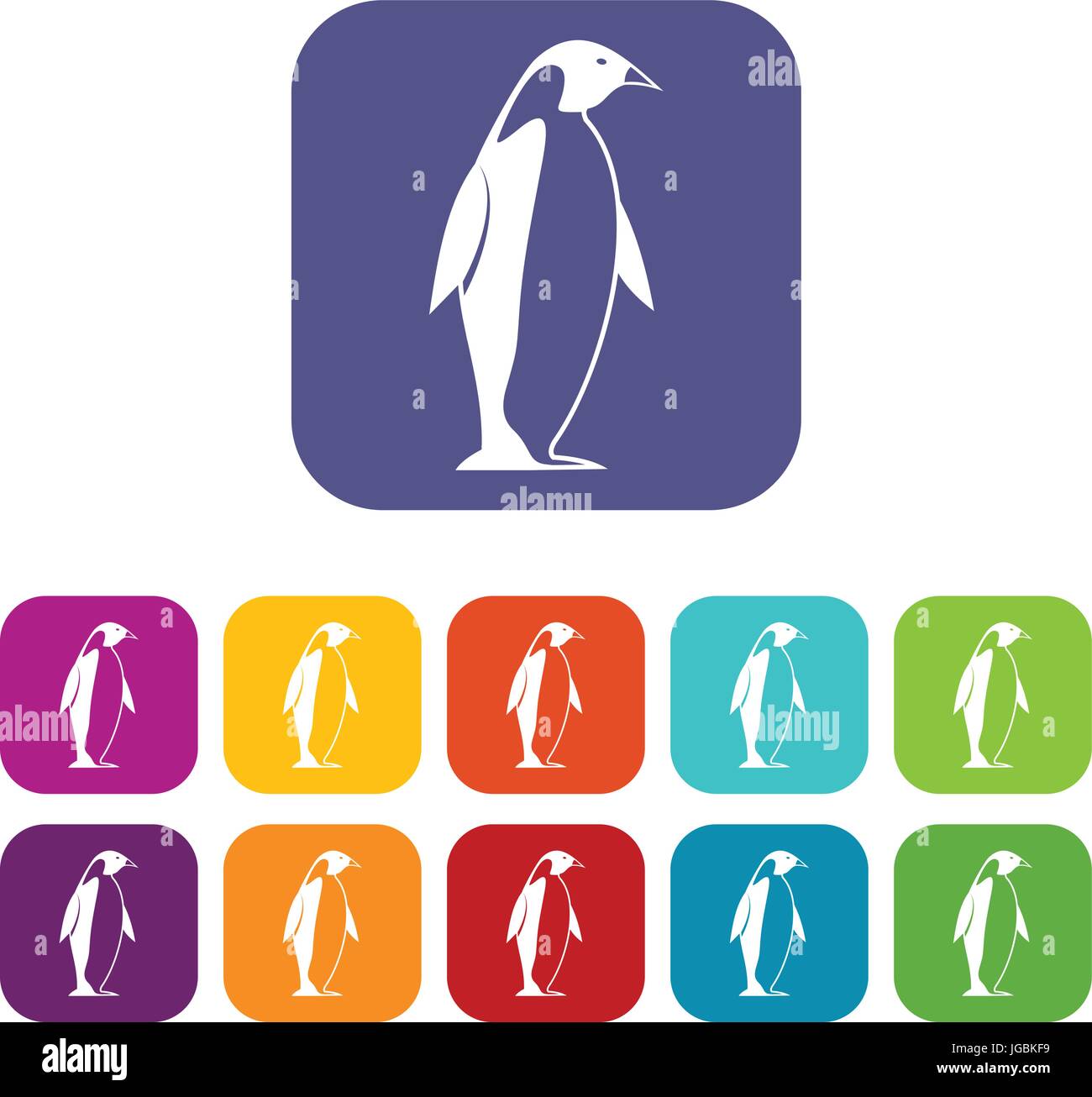 King penguin icons set flat Stock Vector Image & Art - Alamy