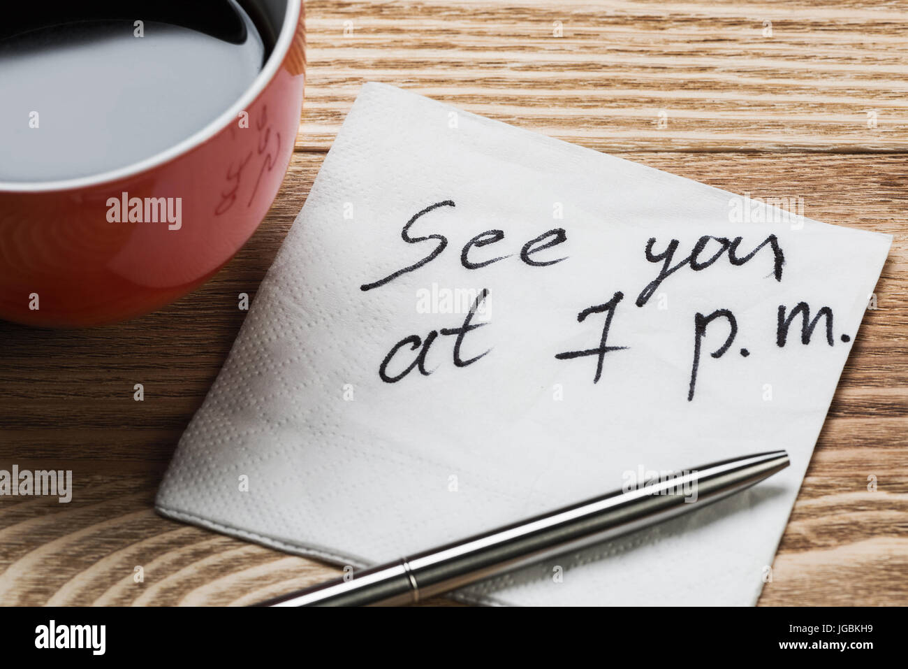 Romantic message written on napkin Stock Photo - Alamy