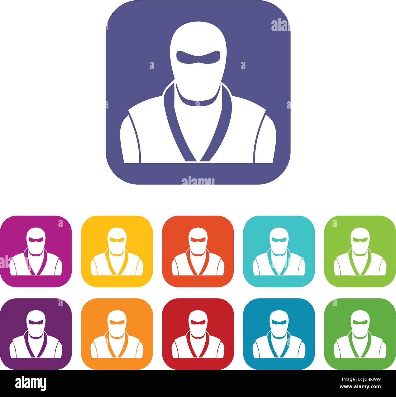 Ninja in black mask icons set flat Stock Vector Image & Art - Alamy