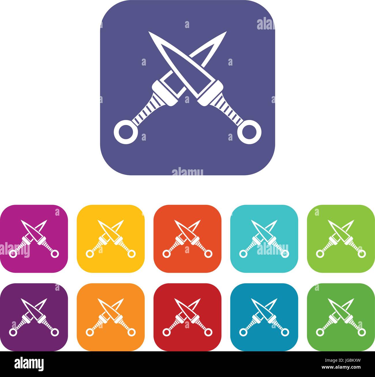 Crossed japanese daggers icons set flat Stock Vector Image & Art - Alamy
