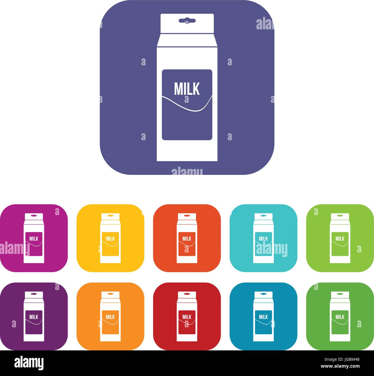Milk icons set flat Stock Vector Image & Art - Alamy