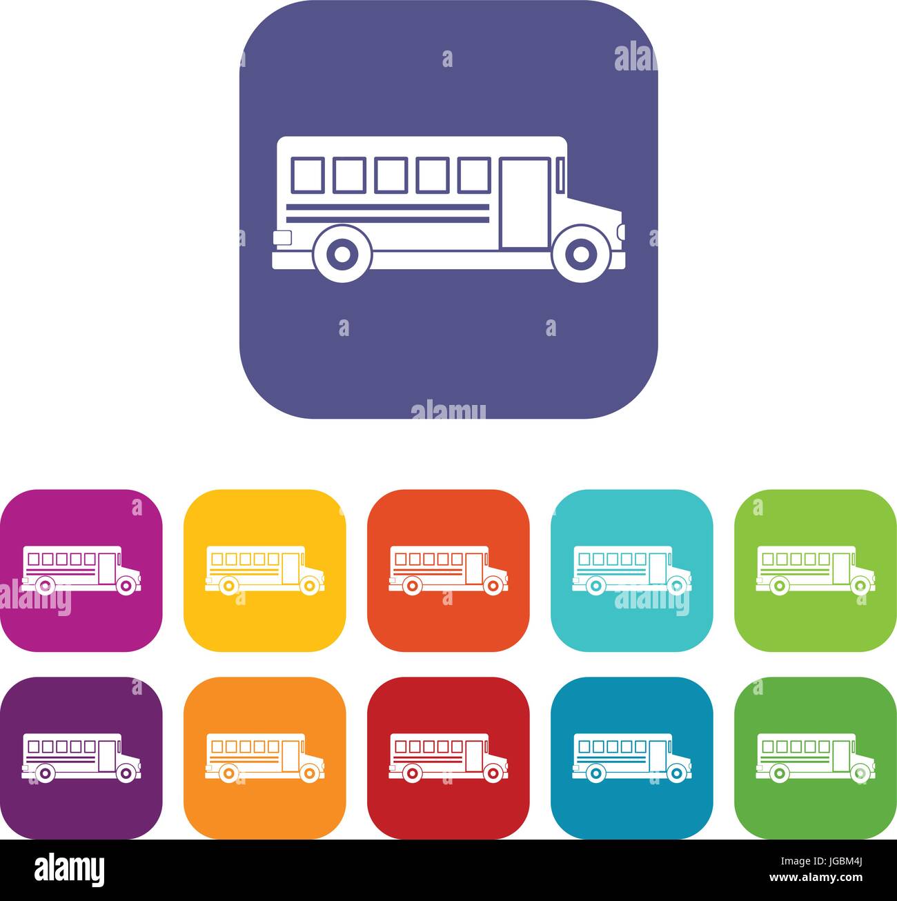 School bus icons set flat Stock Vector Image & Art - Alamy
