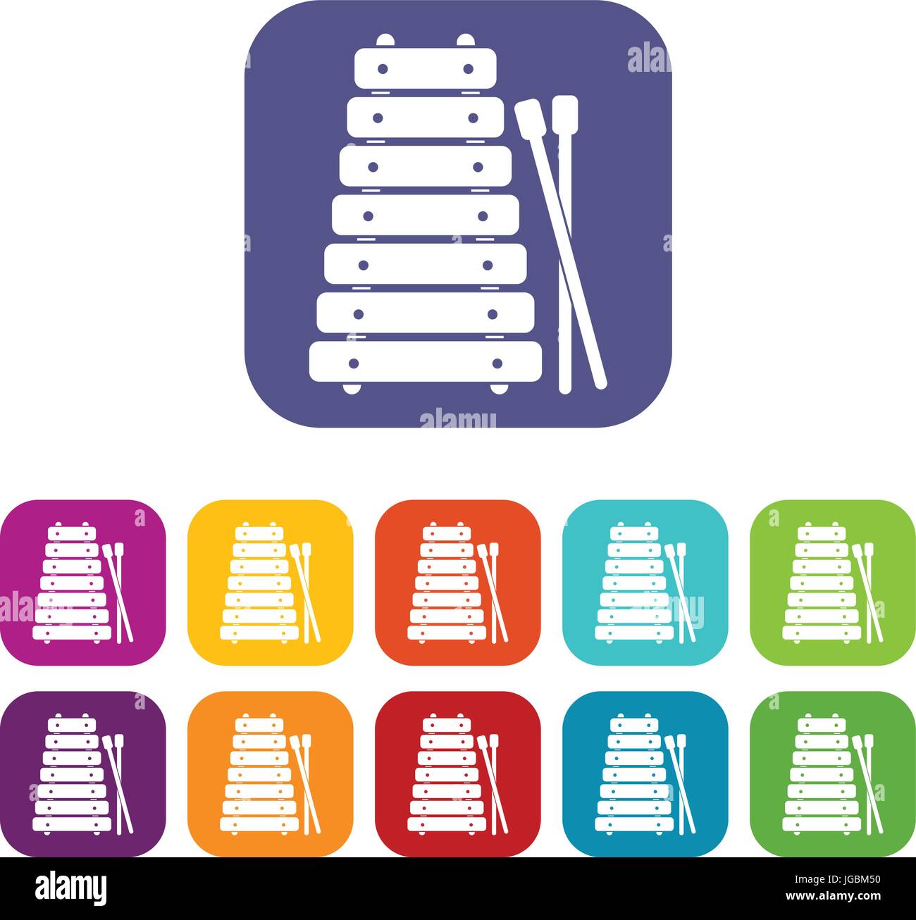 Xylophone and sticks icons set flat Stock Vector Image & Art - Alamy