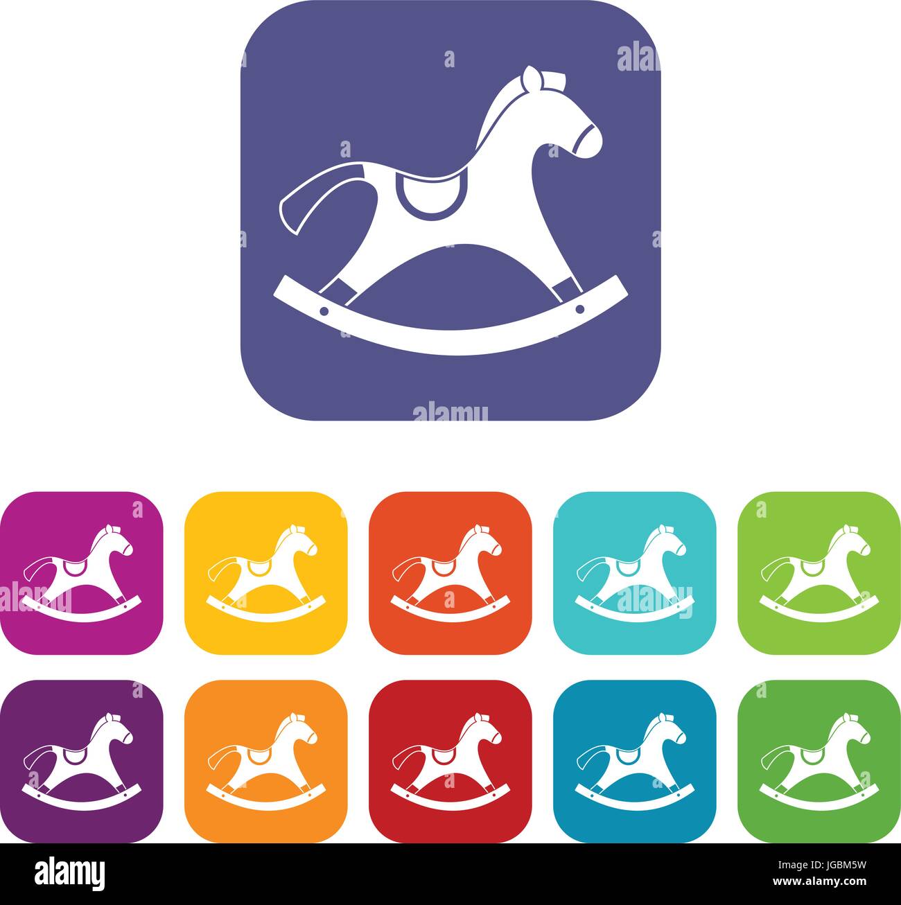 Rocking horse icons set flat Stock Vector Image & Art - Alamy