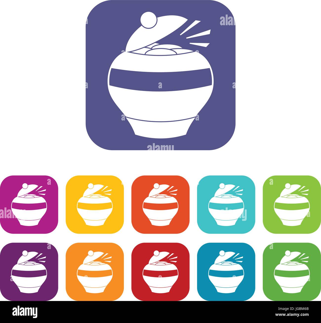 Pot full of gold coins icons set flat Stock Vector Image & Art - Alamy