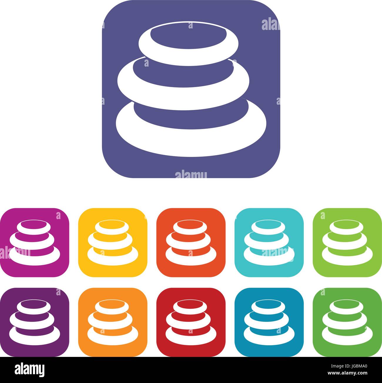 Stack of basalt balancing stones icons set flat Stock Vector Image ...