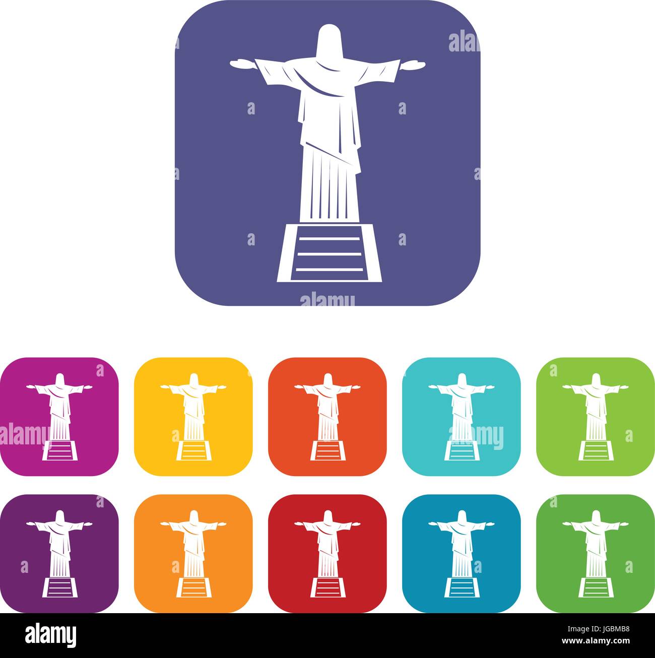 The Christ the Redeemer statue icons set flat Stock Vector Image & Art ...