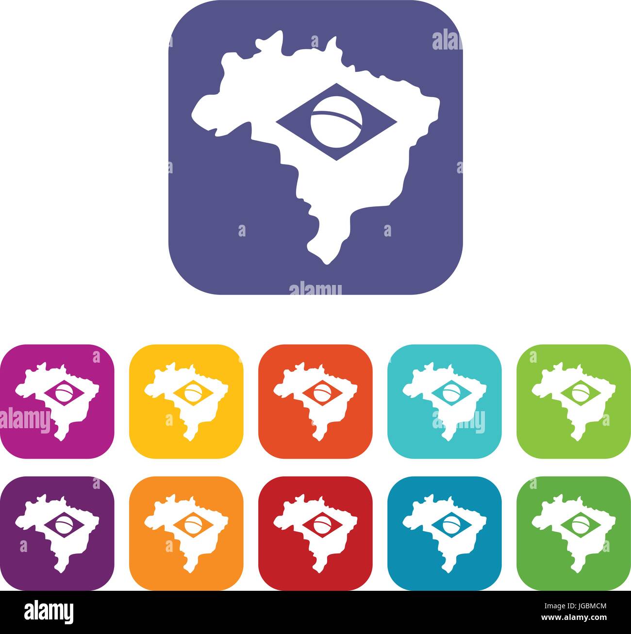 Brazil map with flag icons set flat Stock Vector Image & Art - Alamy