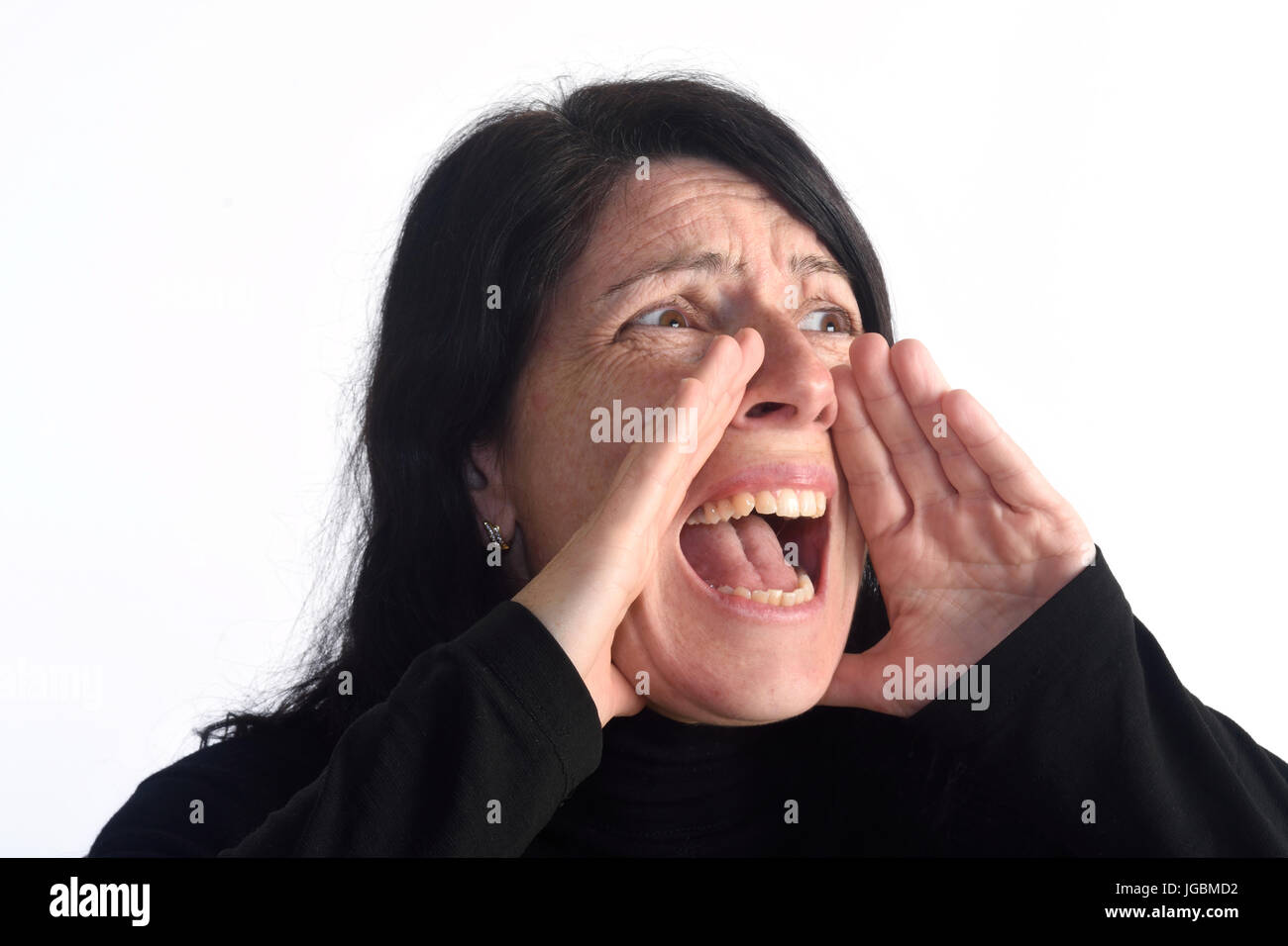 Concept screaming face to face profile hi-res stock photography and ...