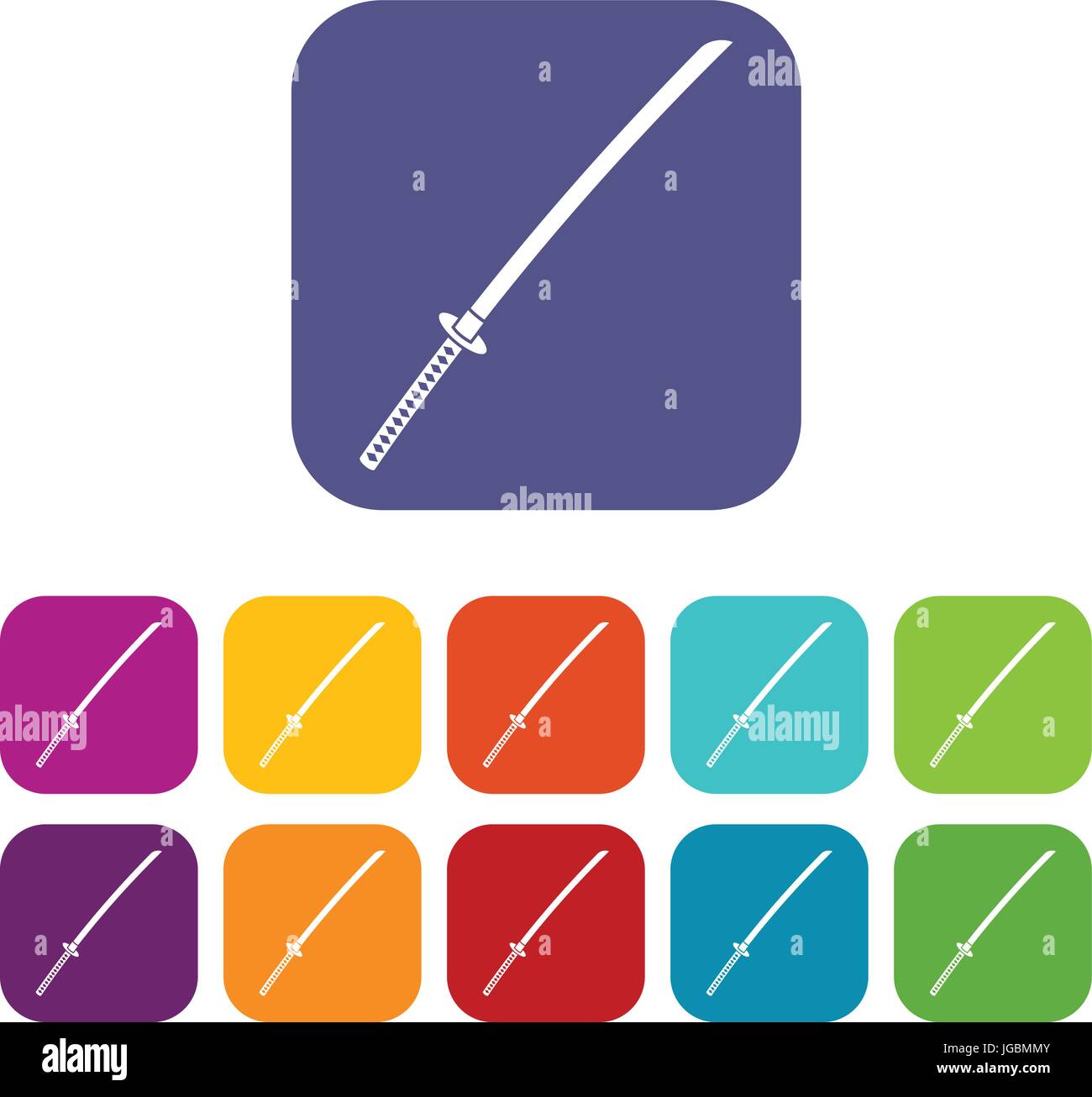 Japanese katana icons set flat Stock Vector Image & Art - Alamy