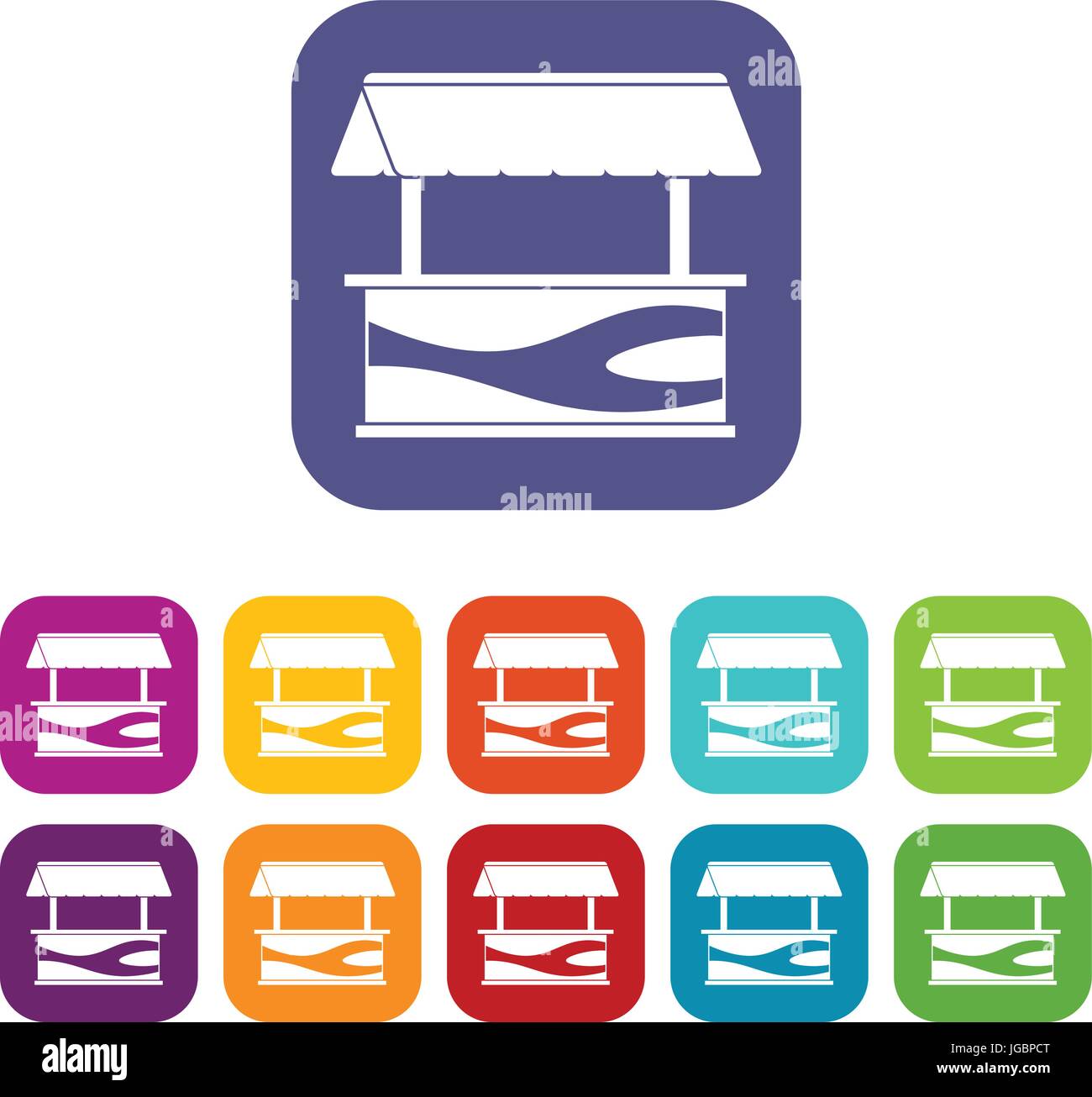 Market stall with awning icons set flat Stock Vector Image & Art - Alamy