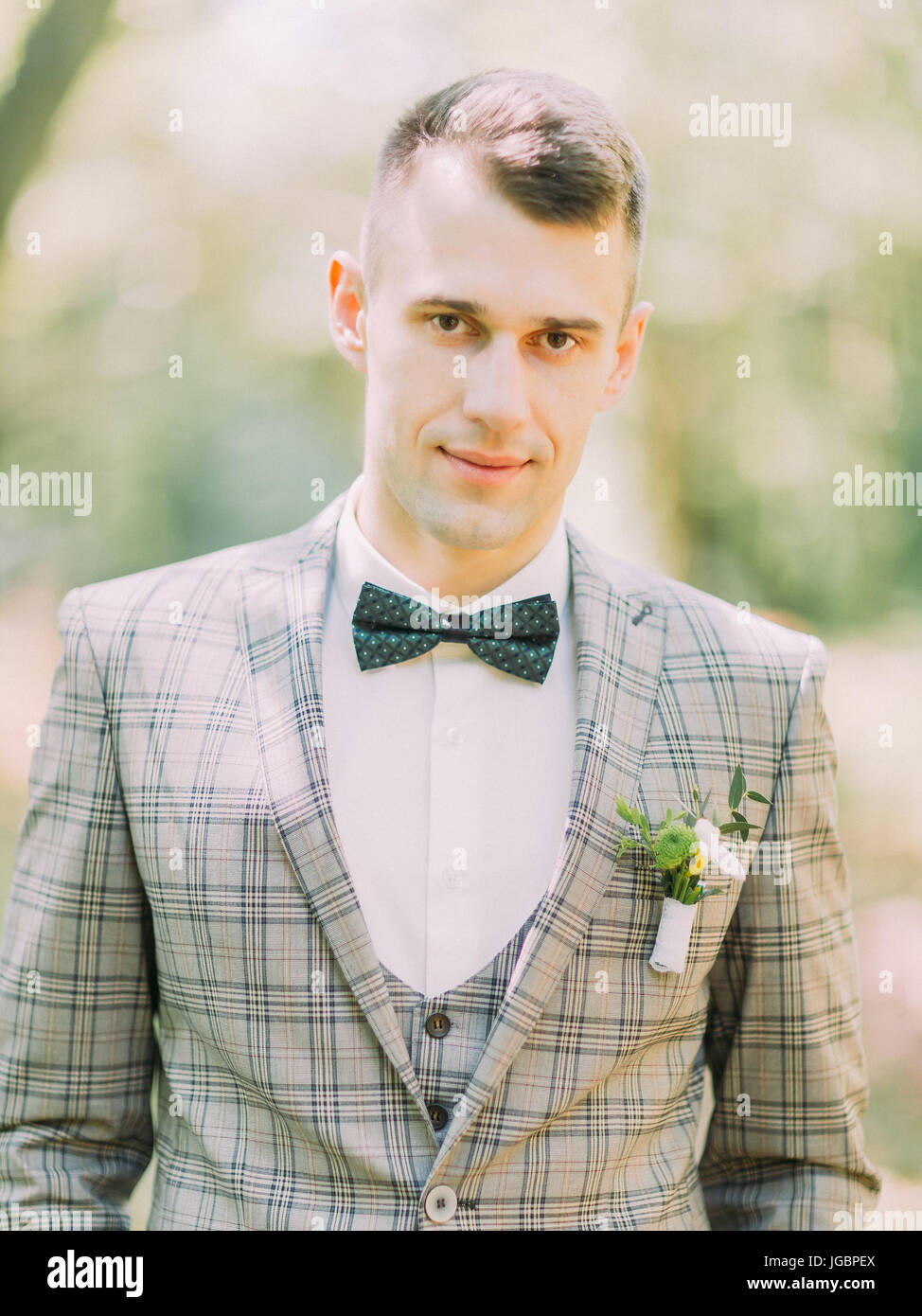The portrait of the stylish dressed groom Stock Photo - Alamy