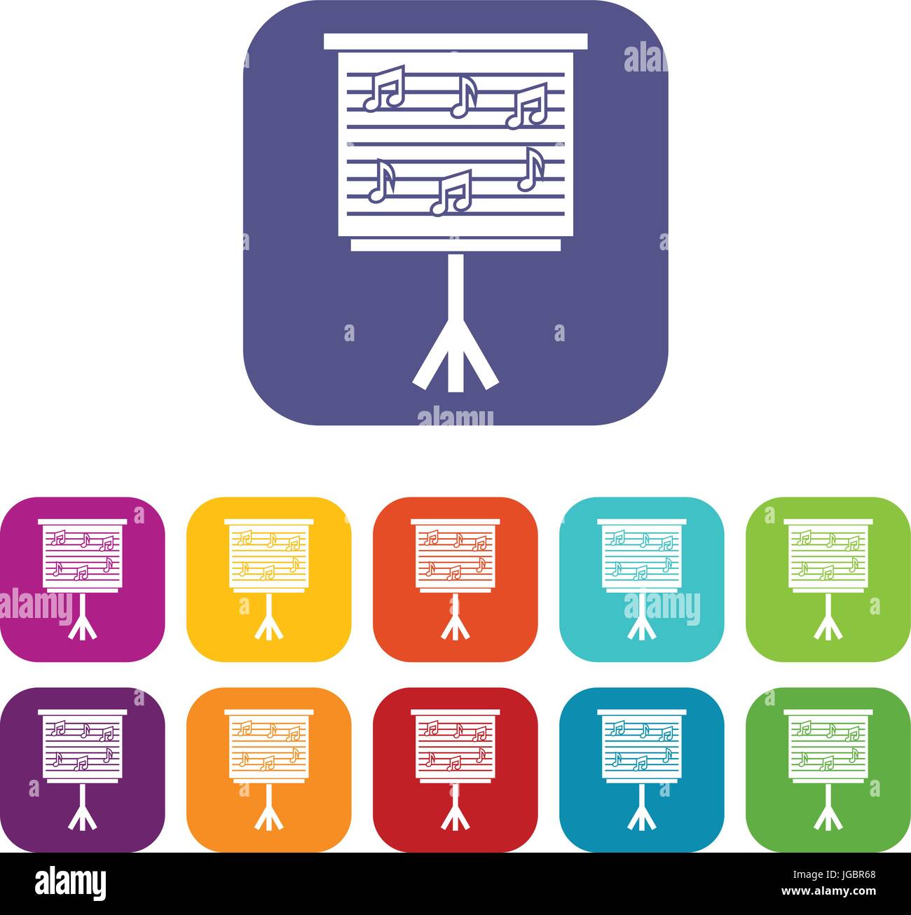 Whiteboard with music notes icons set flat Stock Vector Image & Art - Alamy