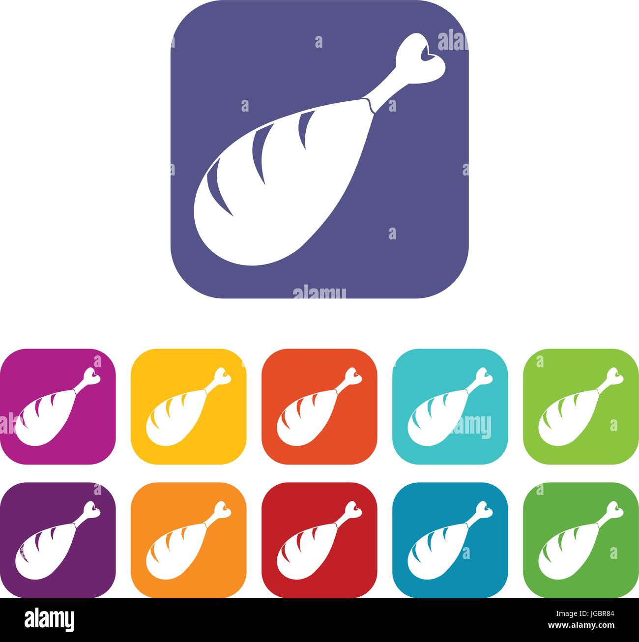 Meat on the bone icons set flat Stock Vector Image & Art - Alamy