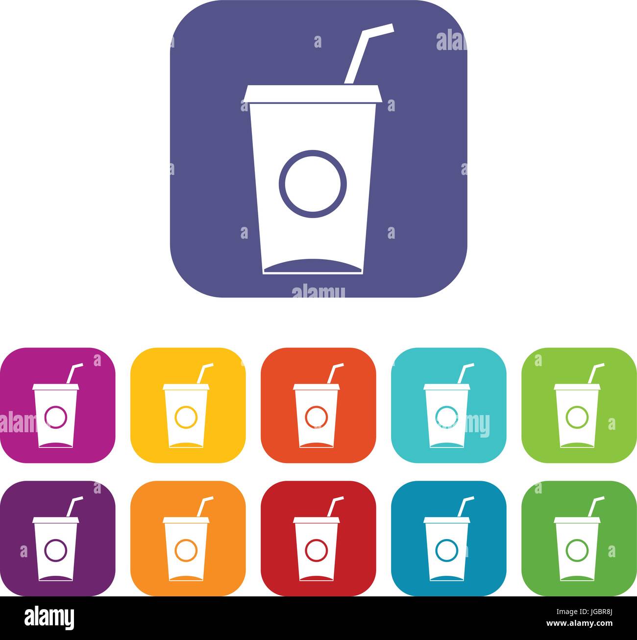 Soft drink in paper cup icons set flat Stock Vector Image & Art - Alamy