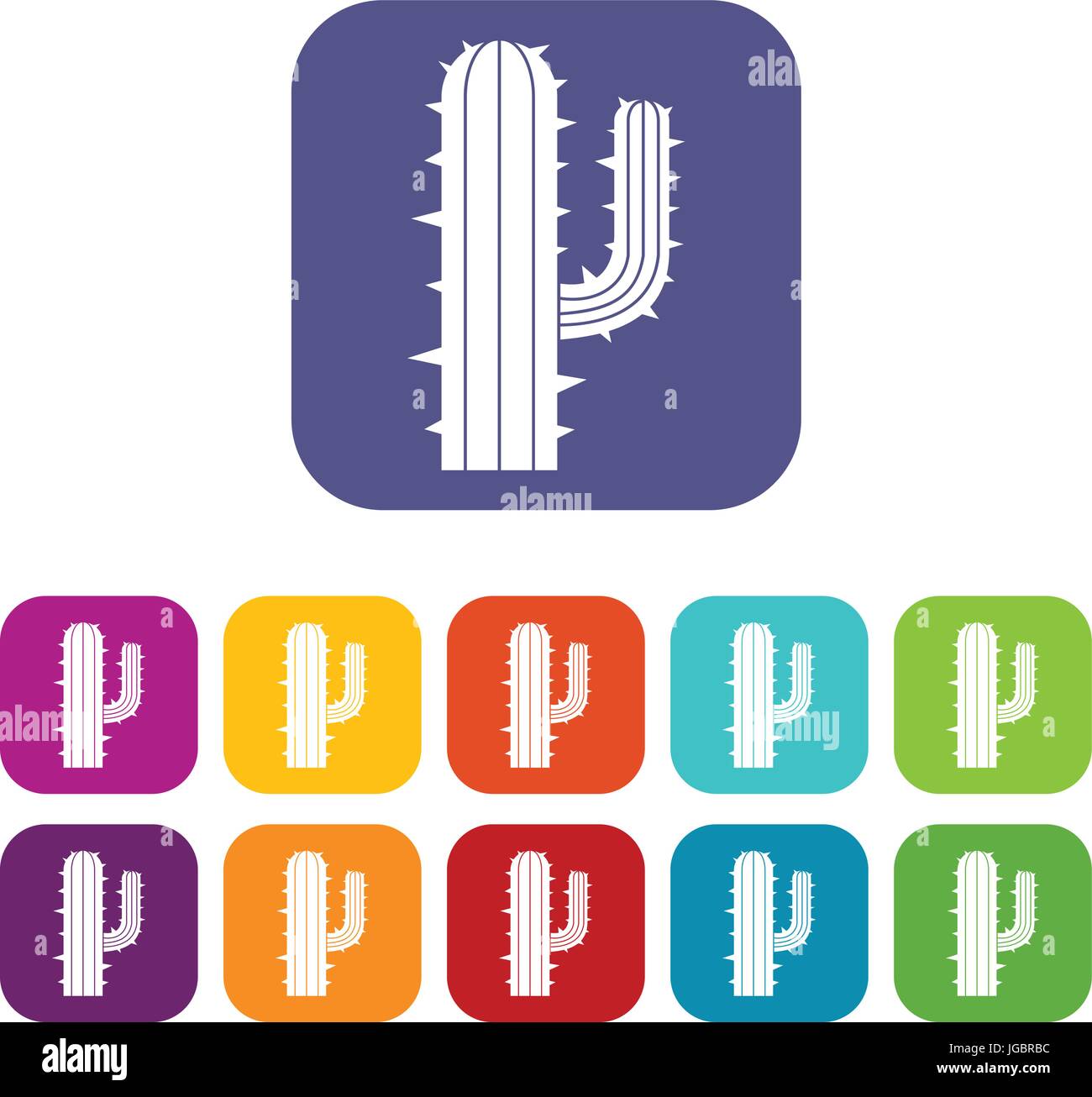 Mexican cactus icons set flat Stock Vector Image & Art - Alamy