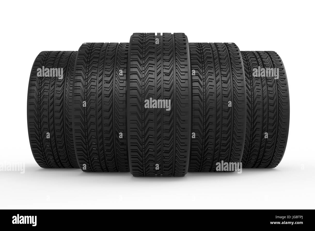 3d rendering black tires with tread pattern Stock Photo - Alamy