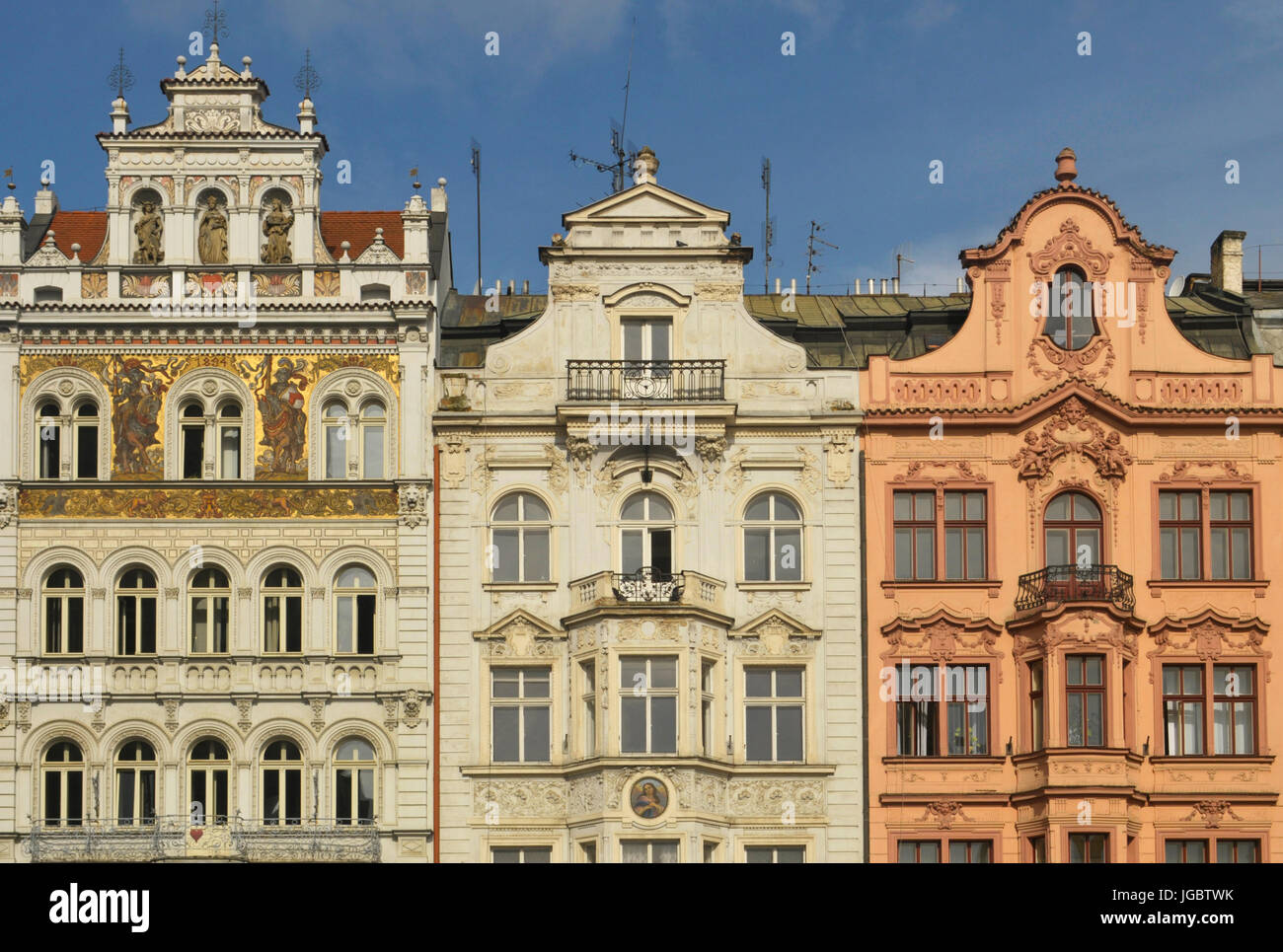 renaissance house facades at Namesti Republiky, Plzen, Bohemia Stock ...