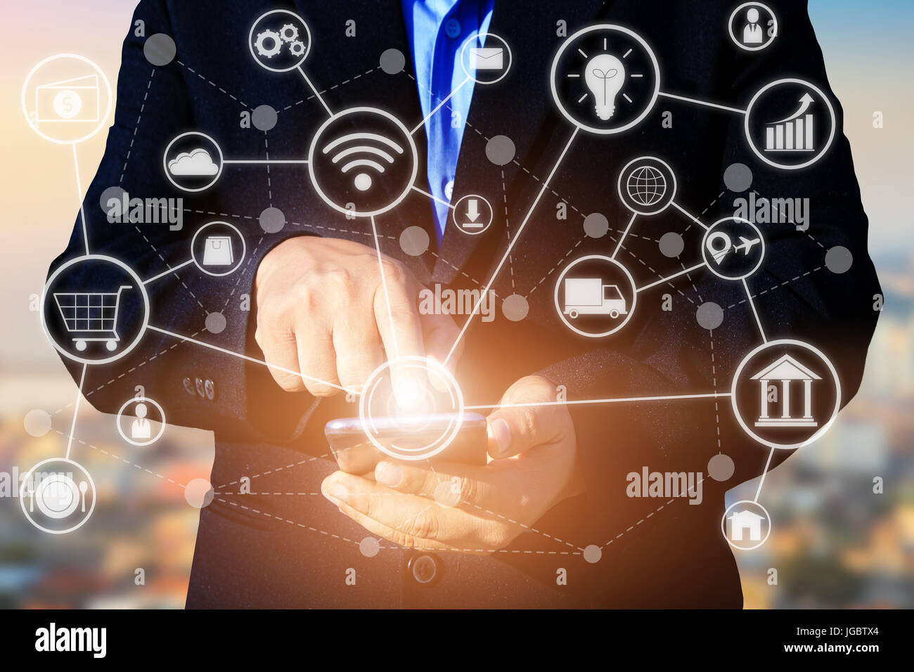 business technology concept, Business people hands use smart phone ...