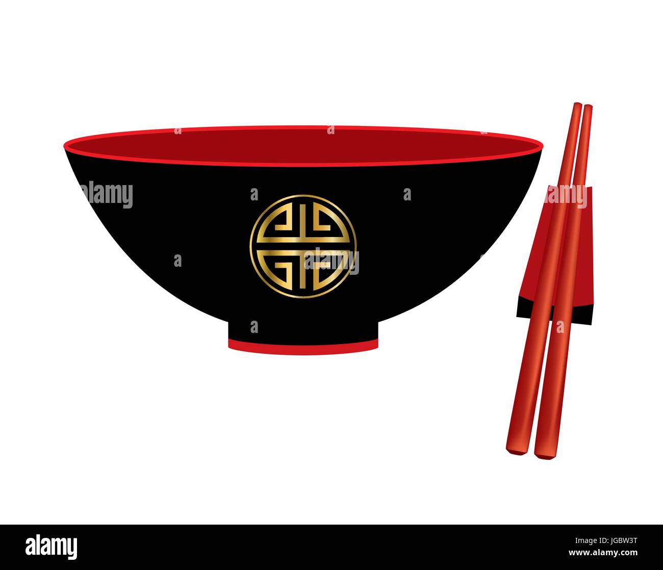 Black and red colors, Chinese bowl with chopsticks Stock Vector Image ...
