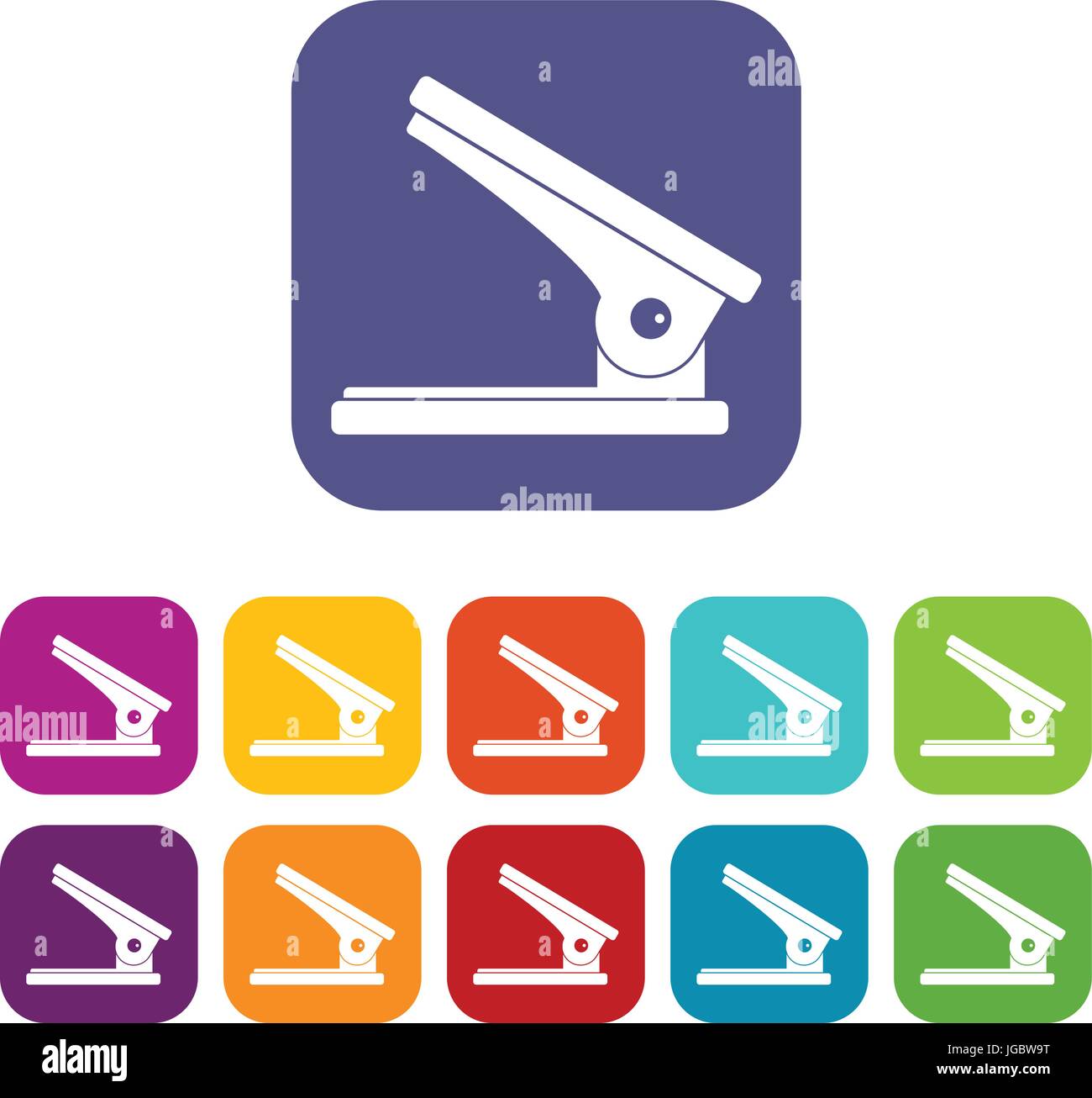 Office paper hole puncher icons set flat Stock Vector Image & Art - Alamy