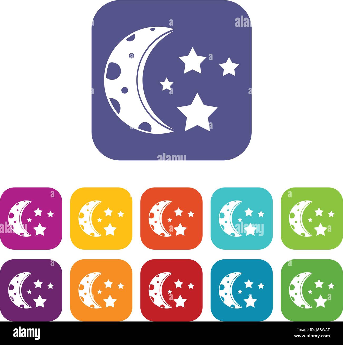 Starry night icons set flat Stock Vector Image & Art - Alamy
