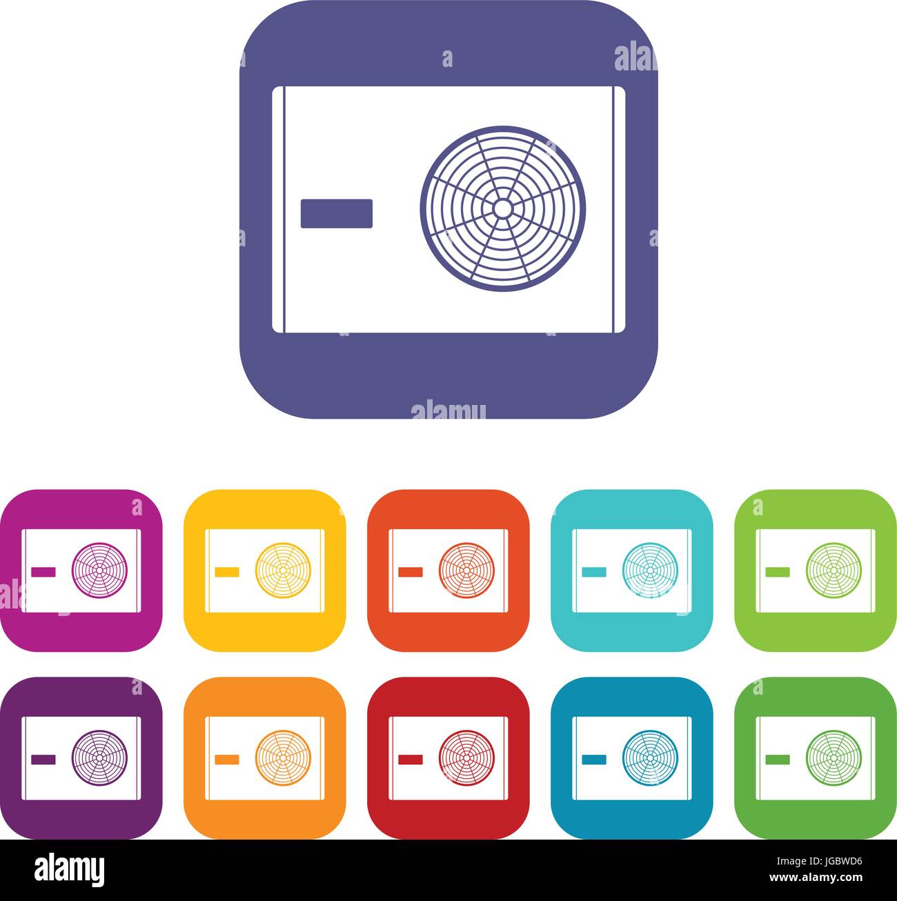 Outdoor compressor of air conditioner icons set Stock Vector Image ...