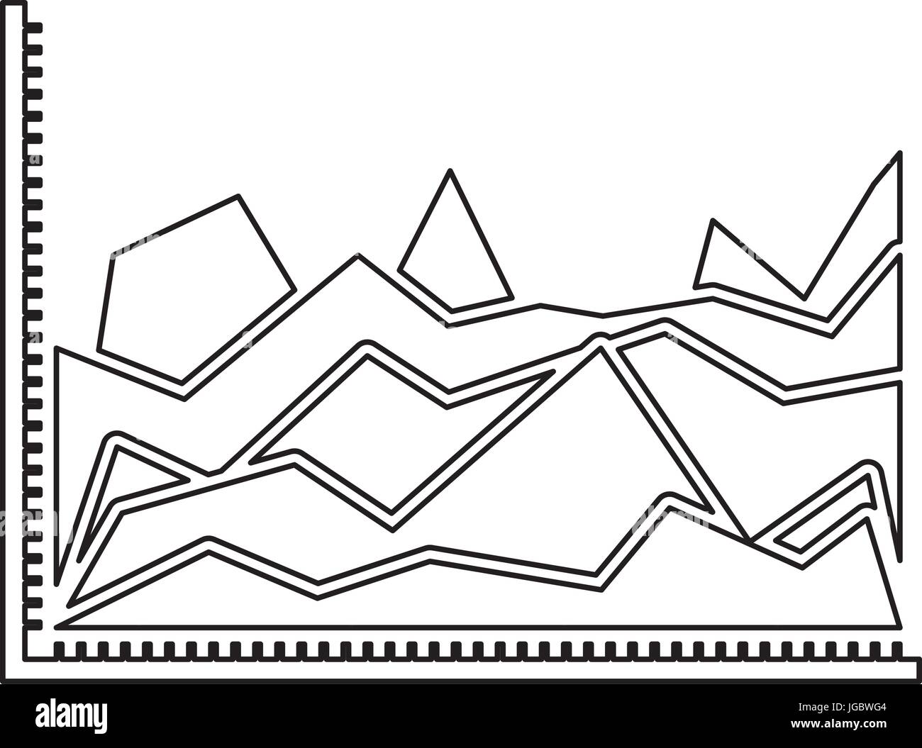 monochrome silhouette of statistical graphs in shape of peak Stock ...