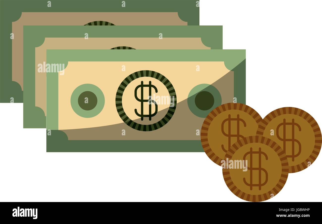 colorful silhouette with money set with half shadow Stock Vector Image ...