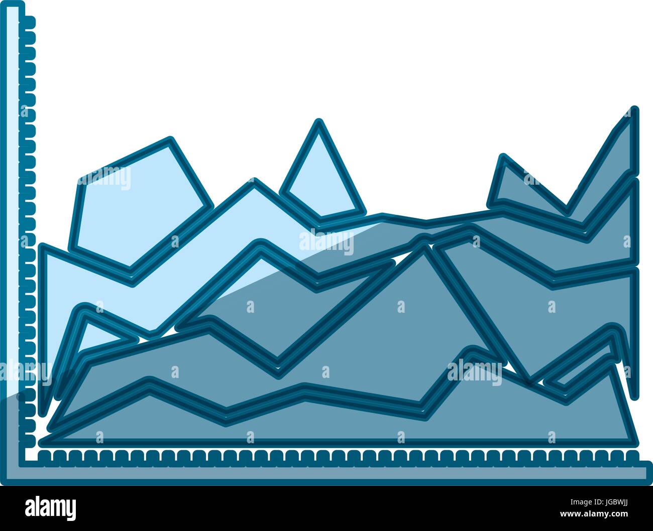 blue shading silhouette of statistical graphs in shape of peak Stock ...