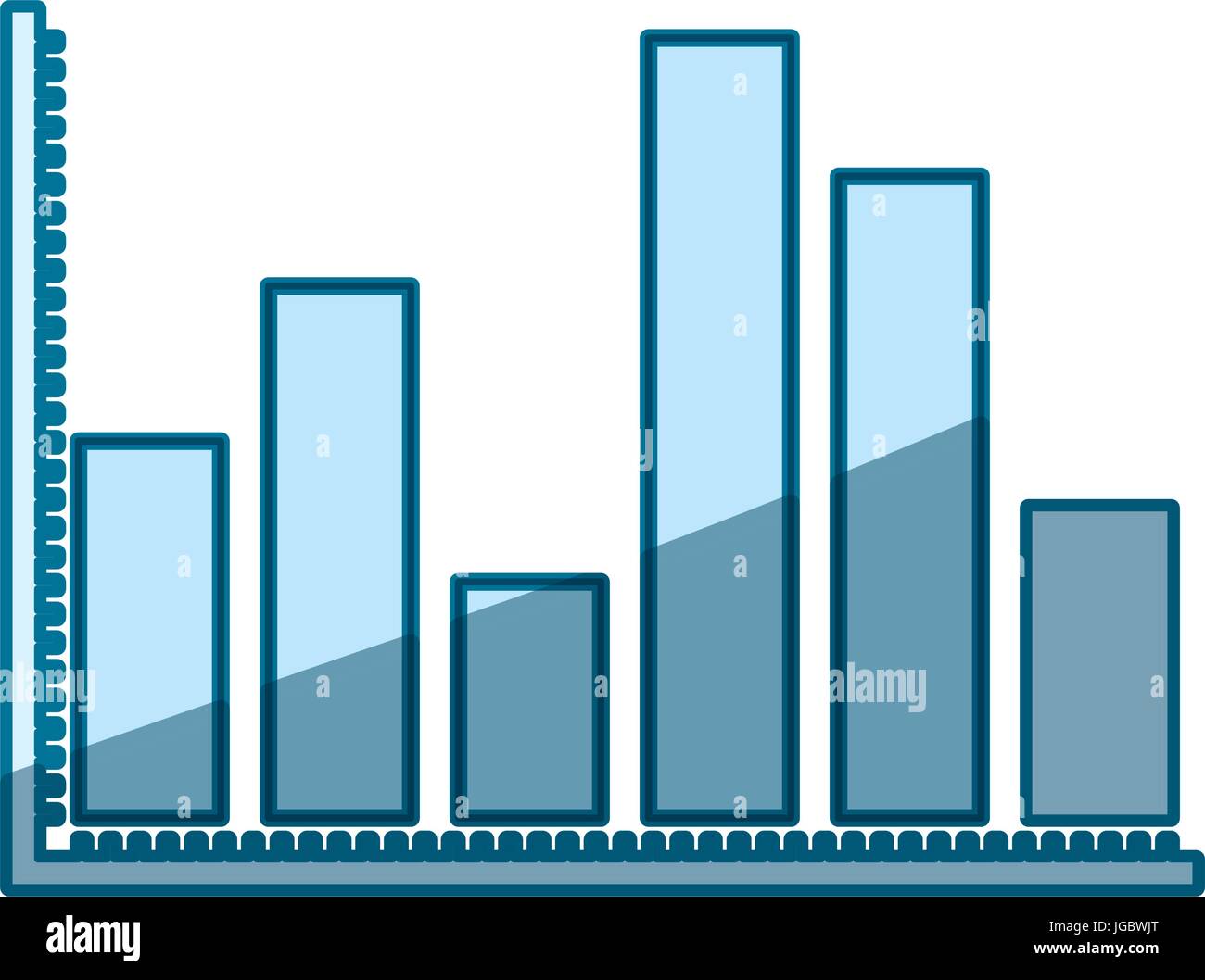 blue shading silhouette of statistical graphs with thick bars Stock ...