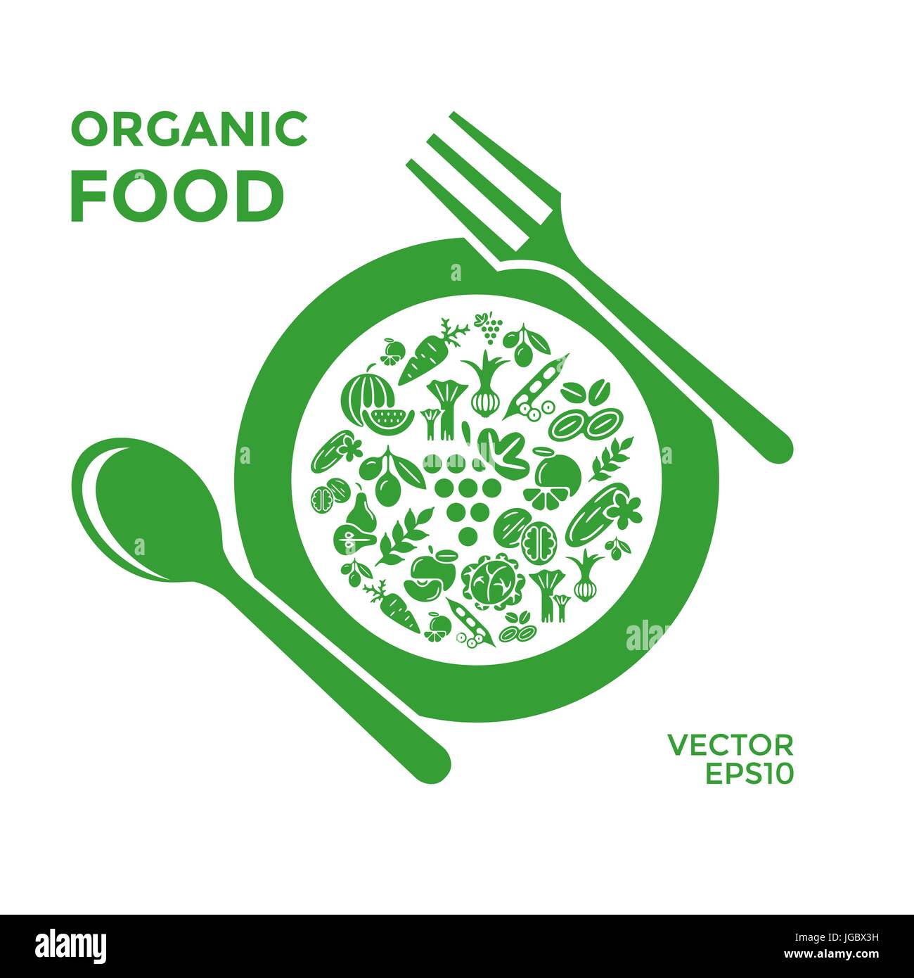 Digital vector green vegetable icons set infographics drawn simple line ...