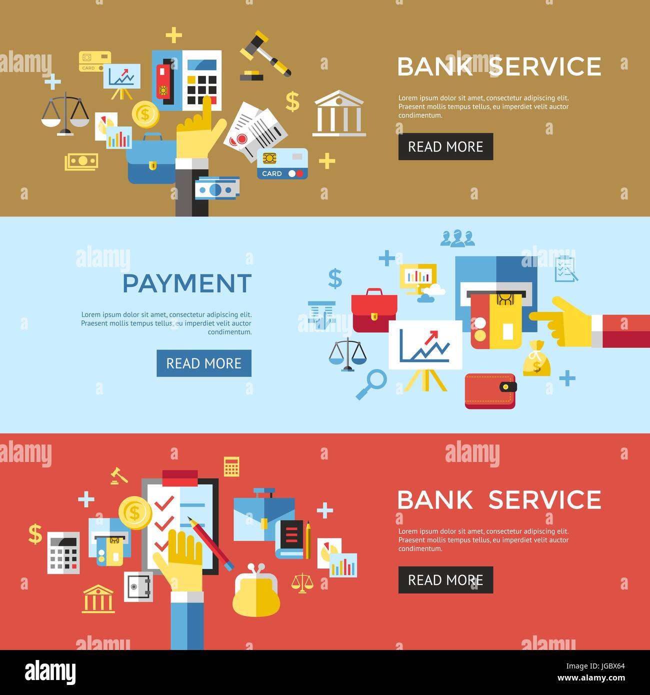 Digital vector blue business icons with drawn simple line art info ...
