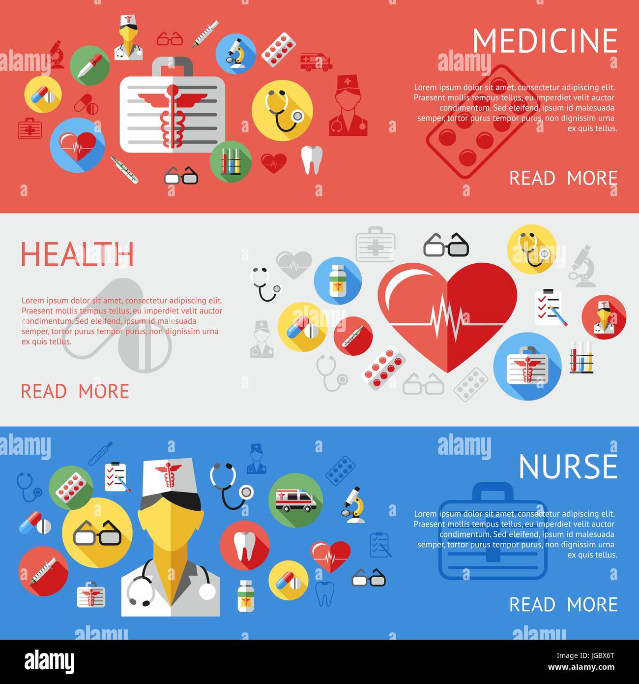 Digital vector blue red silver pharmacy medical icons set with drawn ...