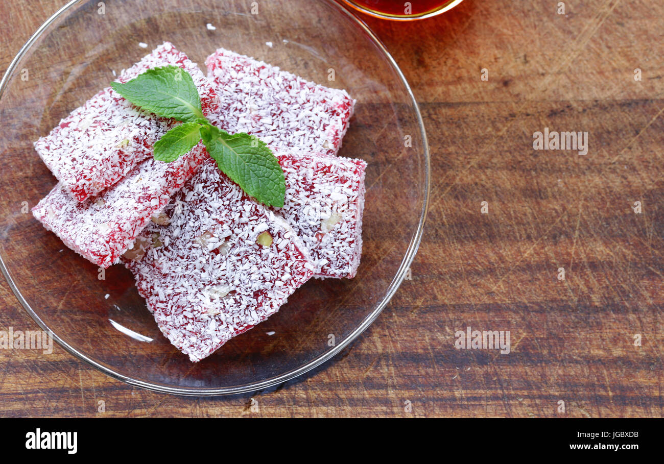 Turkish delight rahat loachum traditional oriental dessert Stock Photo ...