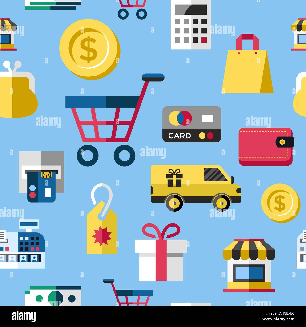 Digital vector blue yellow shopping sale icons with drawn simple line ...