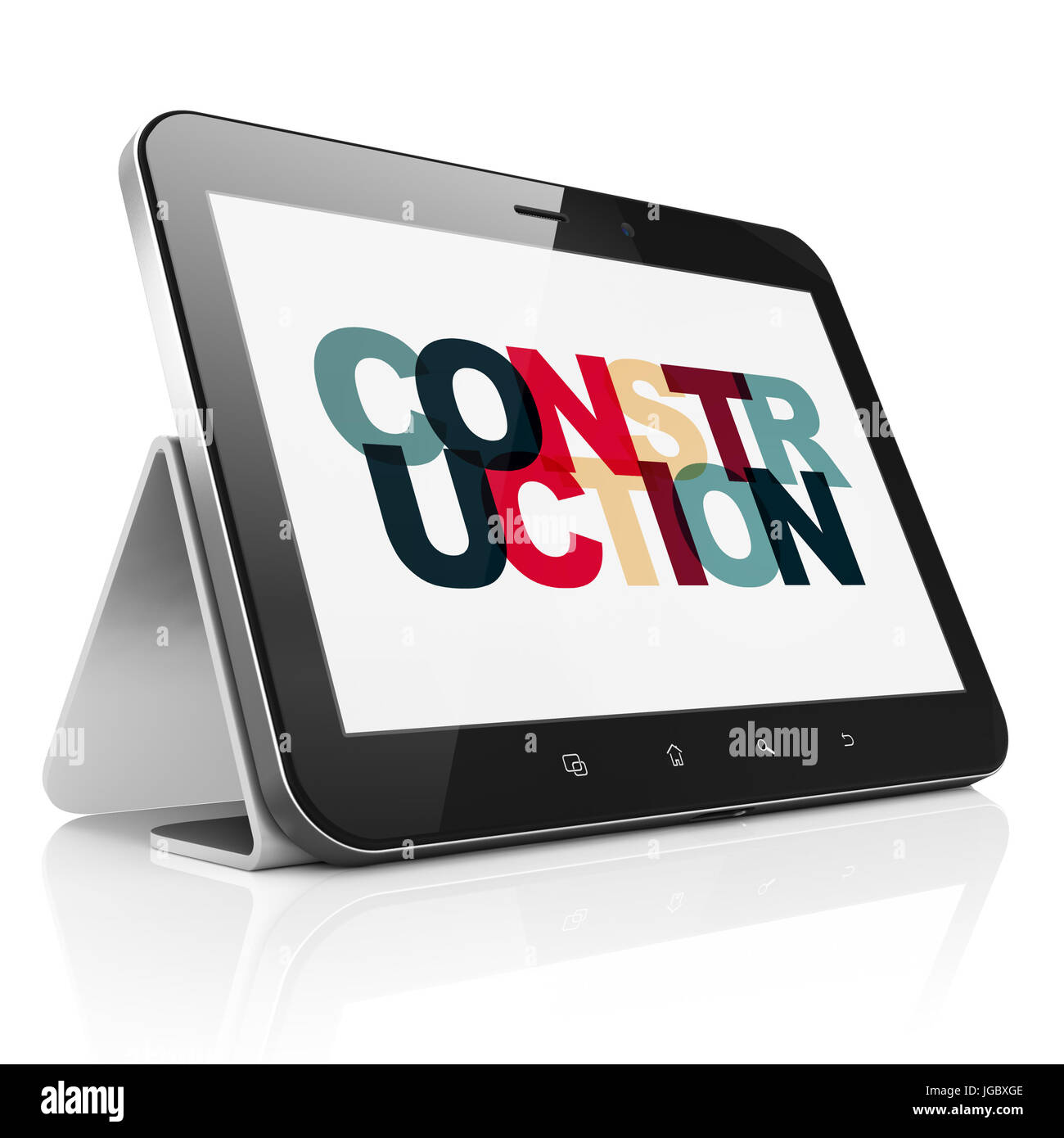 Construction concept: Tablet Computer with Construction on display ...
