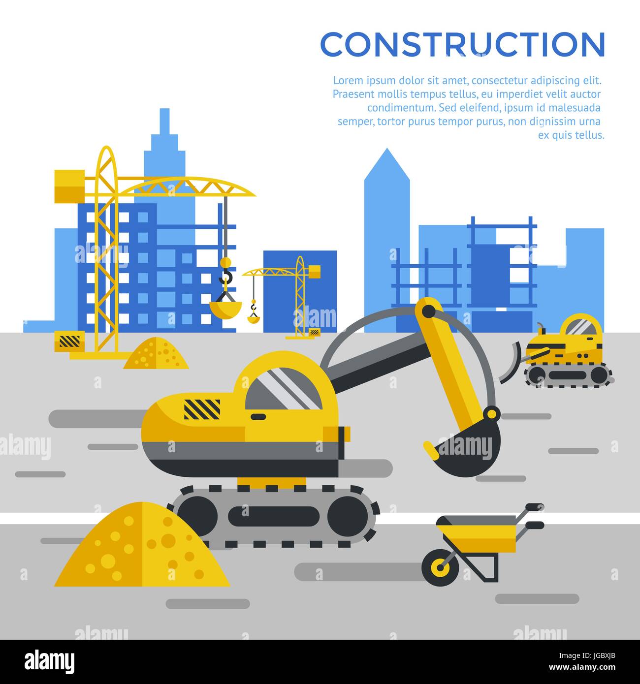 Digital vector yellow construction building tracks icons with drawn ...