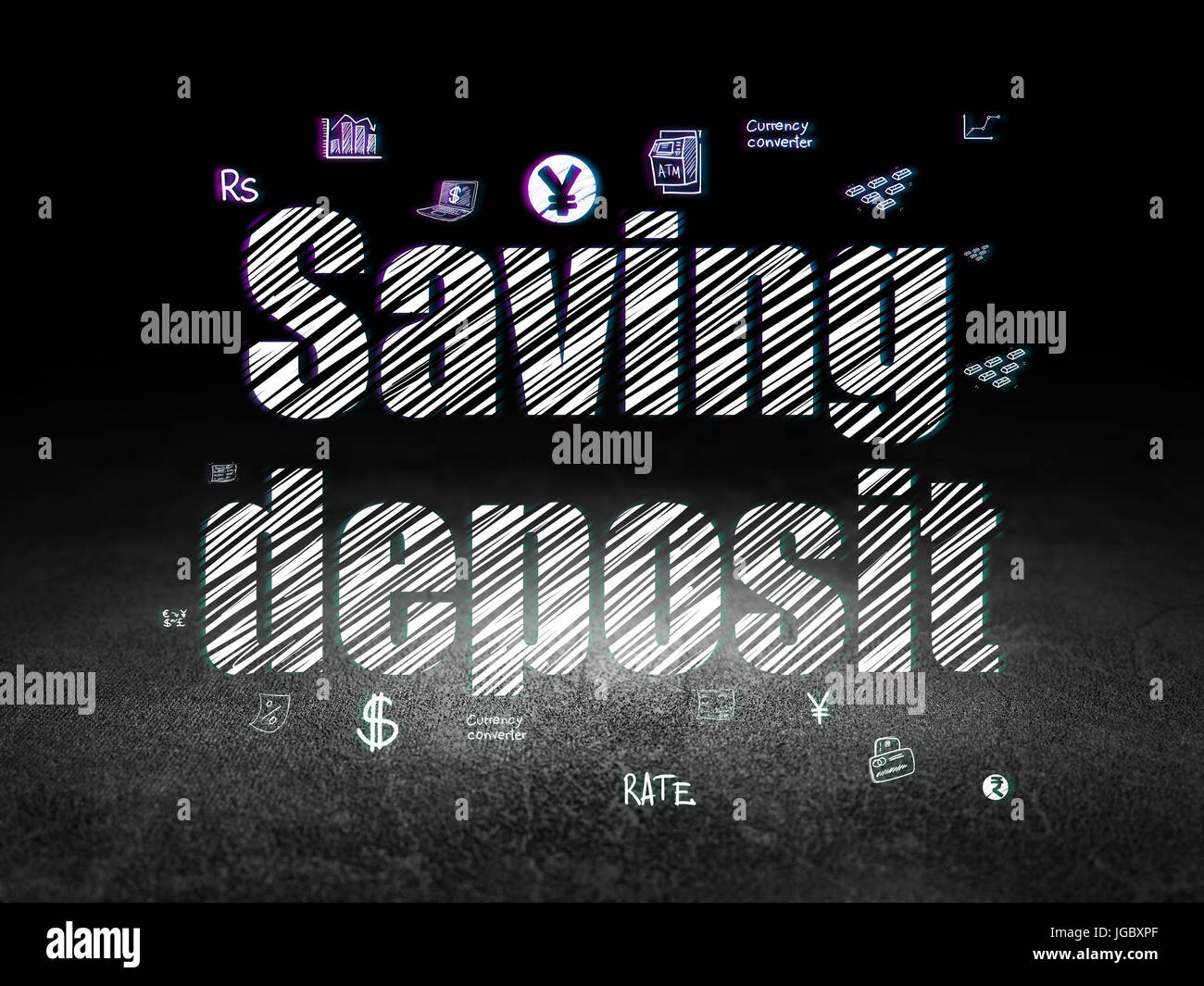 Money concept: Saving Deposit in grunge dark room Stock Photo - Alamy