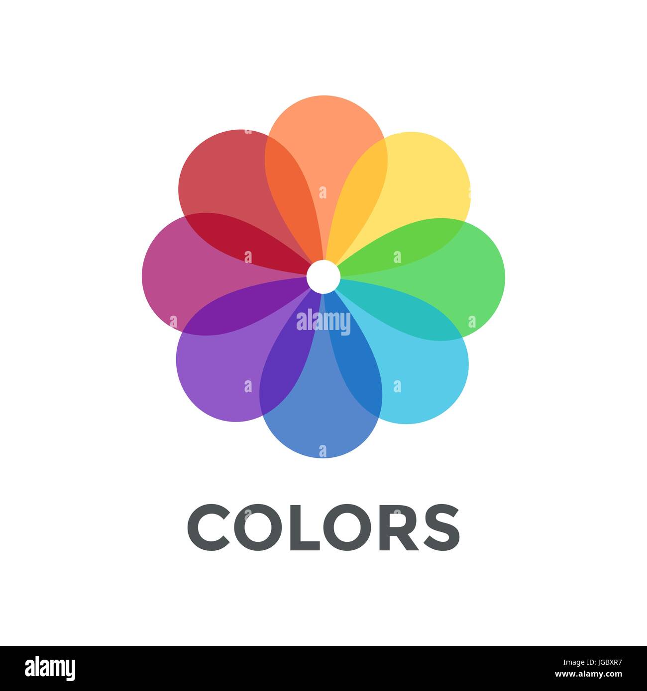 Digital vector color wheel spectrum flowe rainbow circle, flat style ...