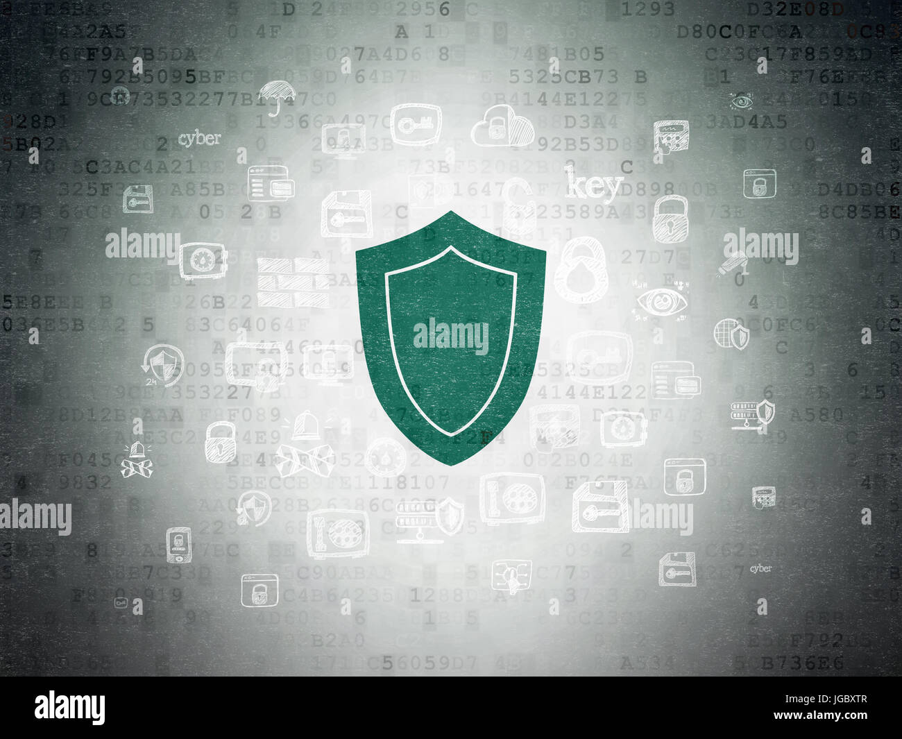 Protection concept: Shield on Digital Data Paper background Stock Photo ...