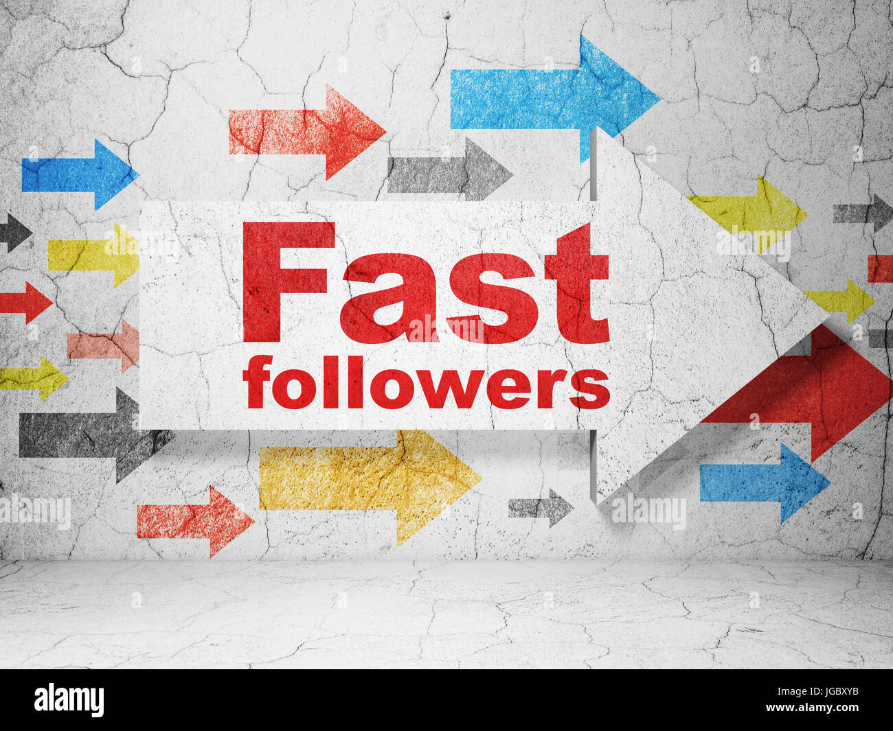 Business concept: arrow with Fast Followers on grunge wall background ...