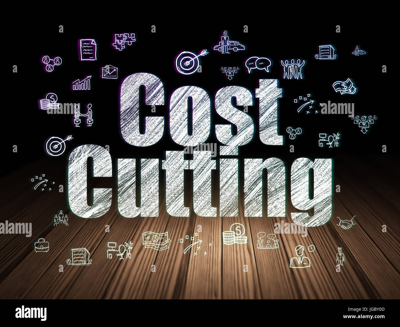 Finance concept: Cost Cutting in grunge dark room Stock Photo - Alamy